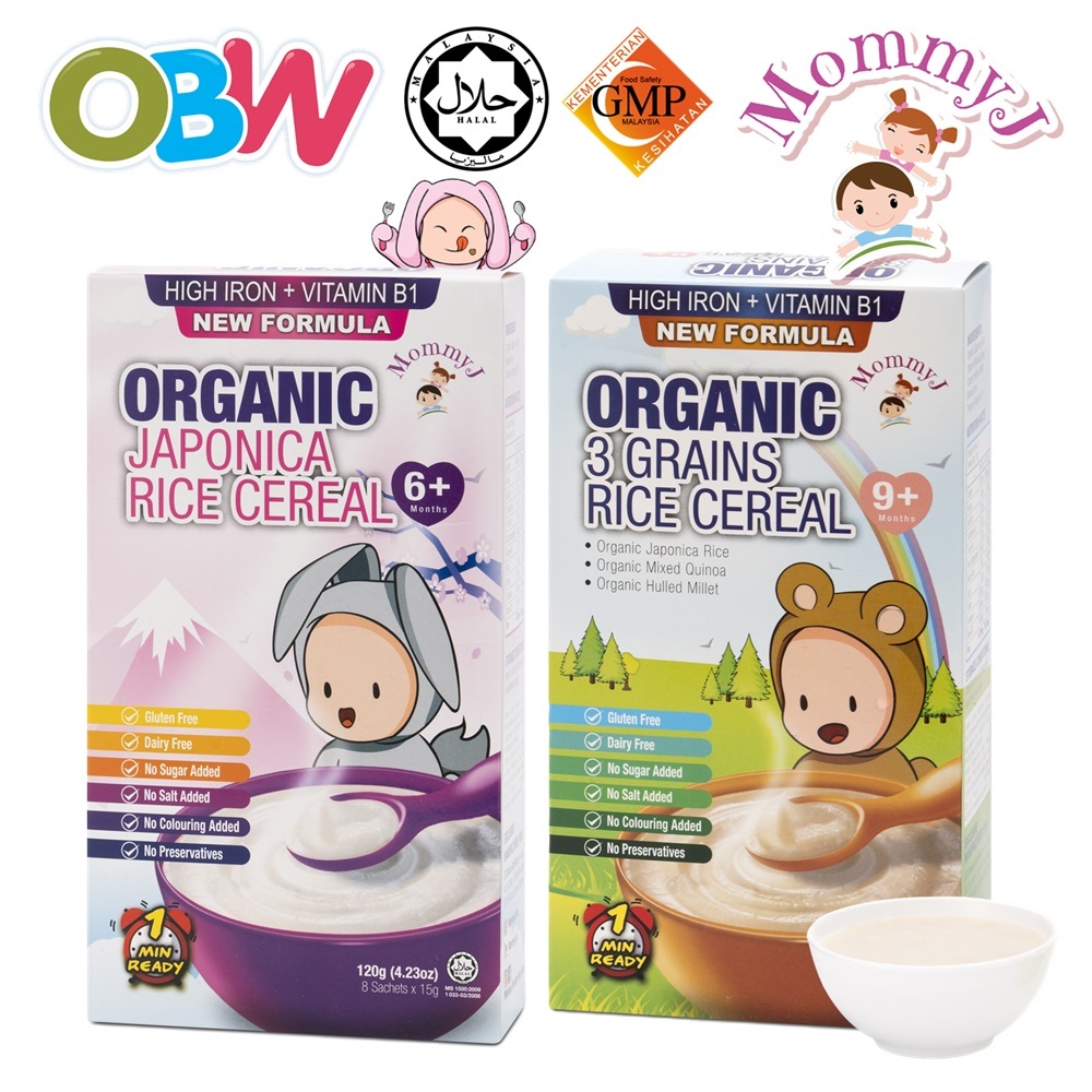 MommyJ Organic Organic Baby Rice Cereal (New Formula with Iron Fortified) | 宝宝有机纯迷糊 有机蓬莱米糊 | 有机3 ...