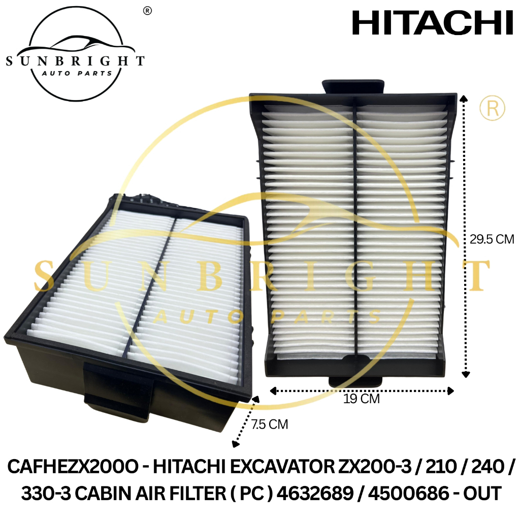 HITACHI EXCAVATOR ZX200-3 / 210 / 240 / 330-3 CABIN AIR FILTER ( PC ...