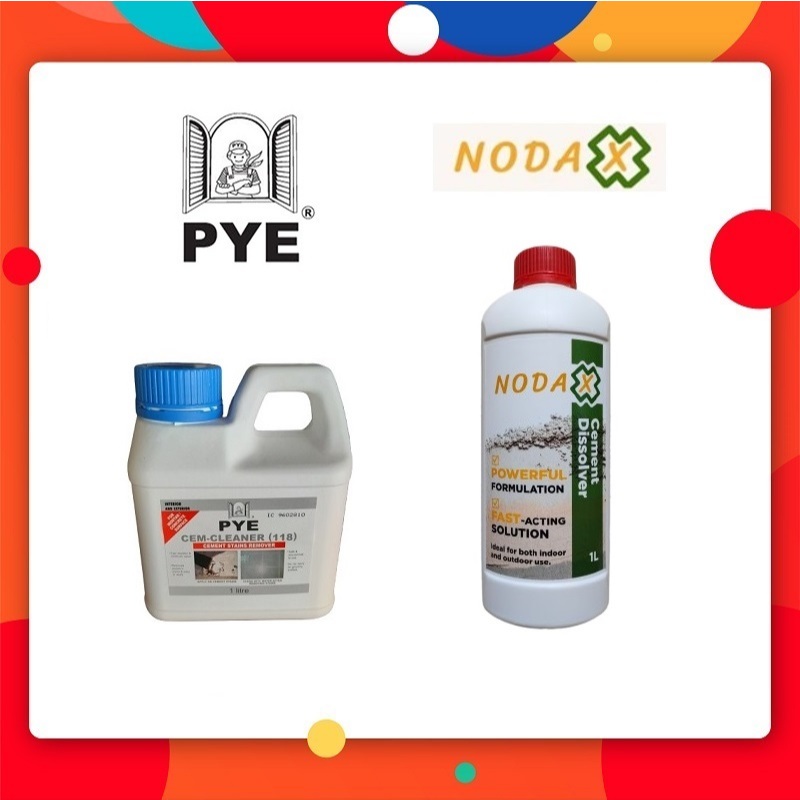 PYE CEM-CLEANER & NODAX CEMENT DISSOLVER / CEMENT STAIN REMOVER / TILE ...