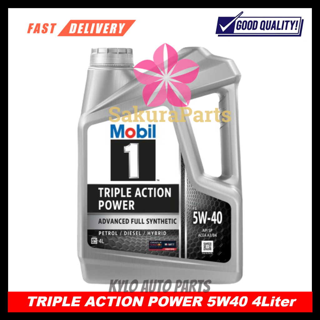 Mobil 1 Triple Action Power 5w40 Advanced Full Synthetic Engine Oil 4L ...