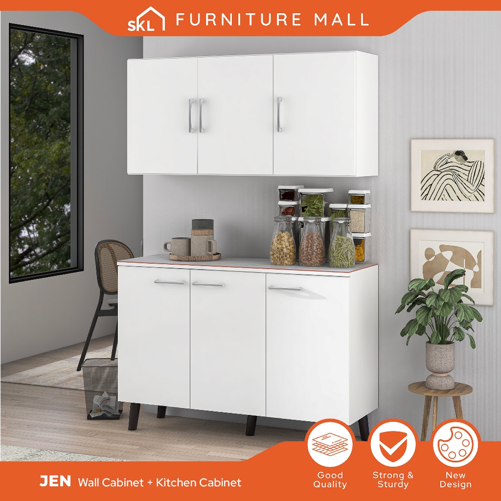 JEN 3 Doors 4FT Kitchen Cabinet + Base Unit / wall cabinet hanging /bathroom cabinet /dapur ...