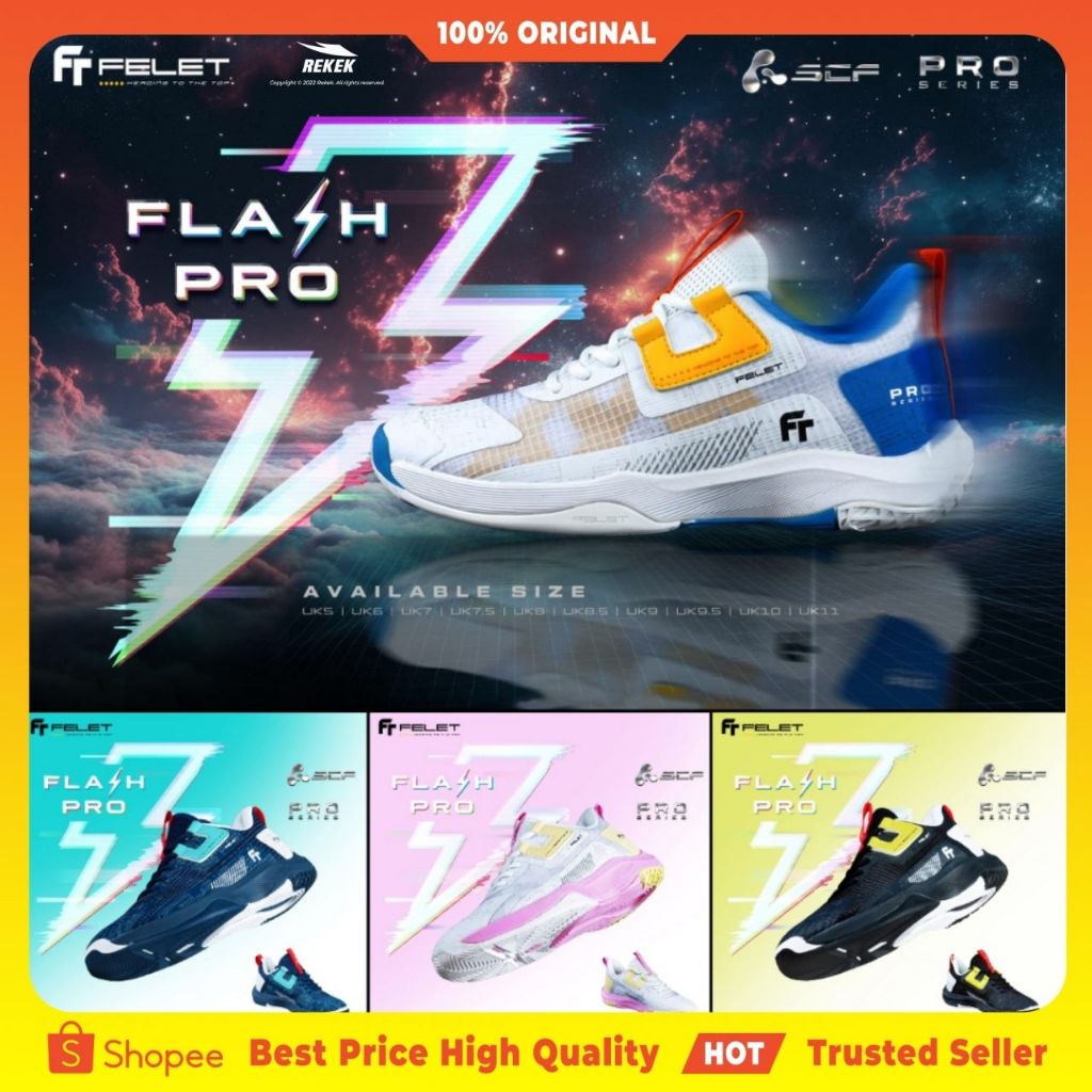 FELET Flash Pro New With Supercritical Fluid Kasut Badminton Shoes ...