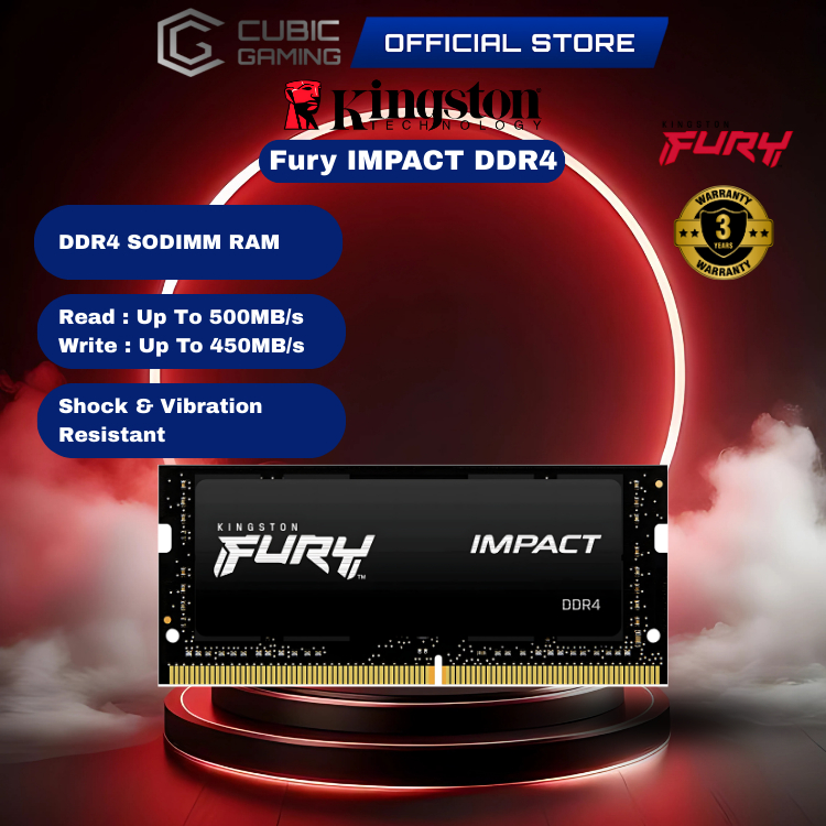 Kingston Fury IMPACT DDR4 2666Mhz / 3200Mhz Notebook SODIMM Gaming Laptop RAM (8GB/16GB/32GB ...
