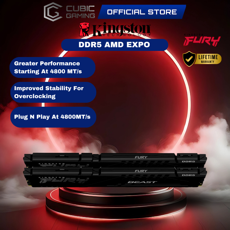 Kingston Fury Beast Black 16GB 6000MT/s DDR5 CL30 DIMM (Kit of 2) Desktop Gaming Memory | Shopee ...