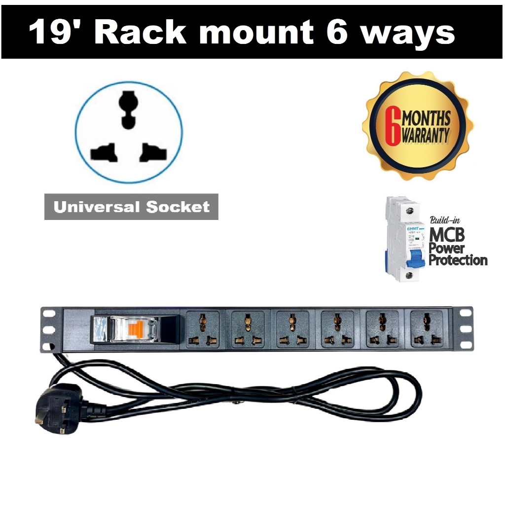 PDU Power Distribution Unit, 6 ways Universal Power Socket Extension ...