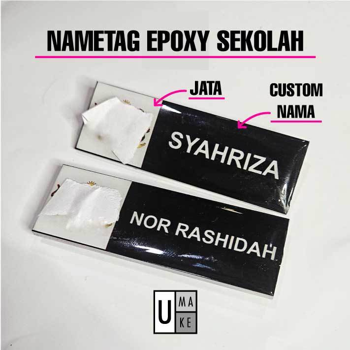 [Beri Nama di Mesej@Chat] Name Tag 75X25mm EPOXY Nametag Standard Logo ...