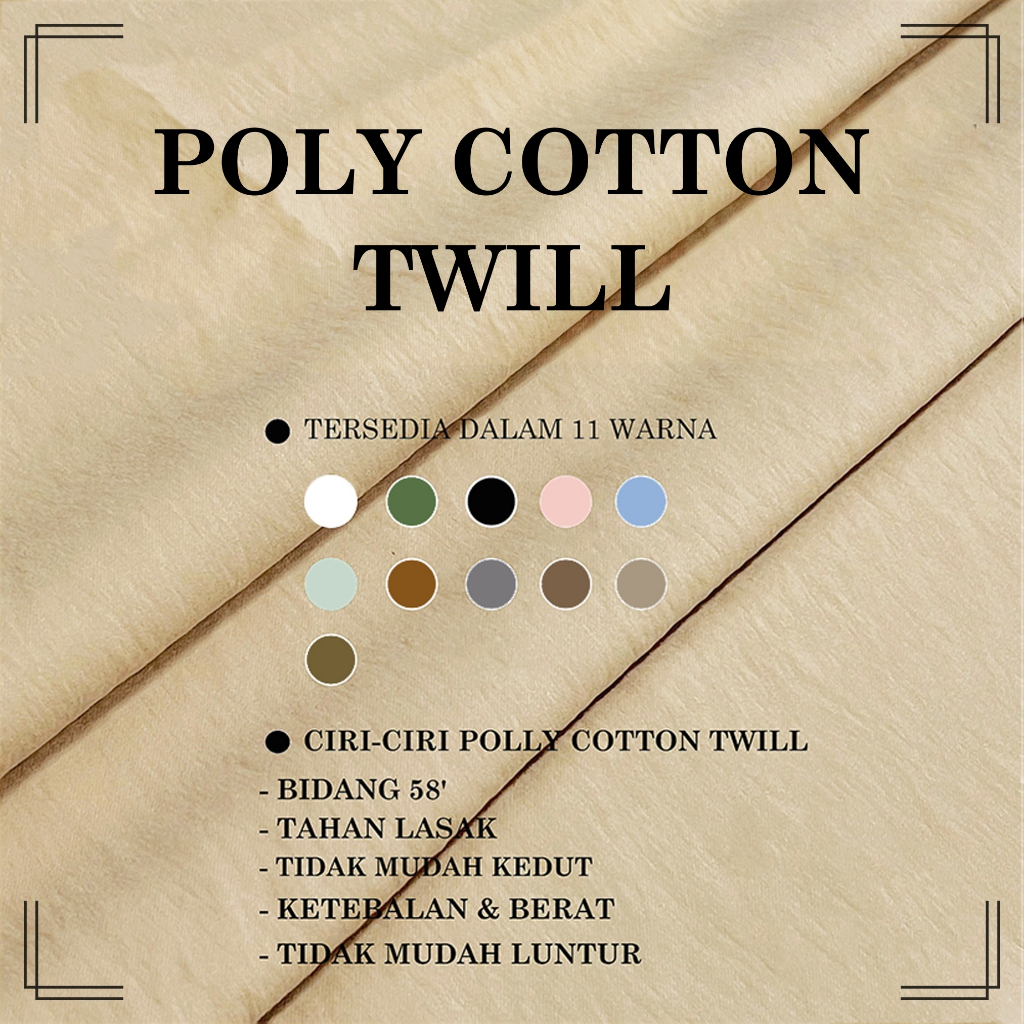 (0.5m) Kain Poly Cotton Twill Bidang Lebar 60" - Tahan Lasak, Tak ...