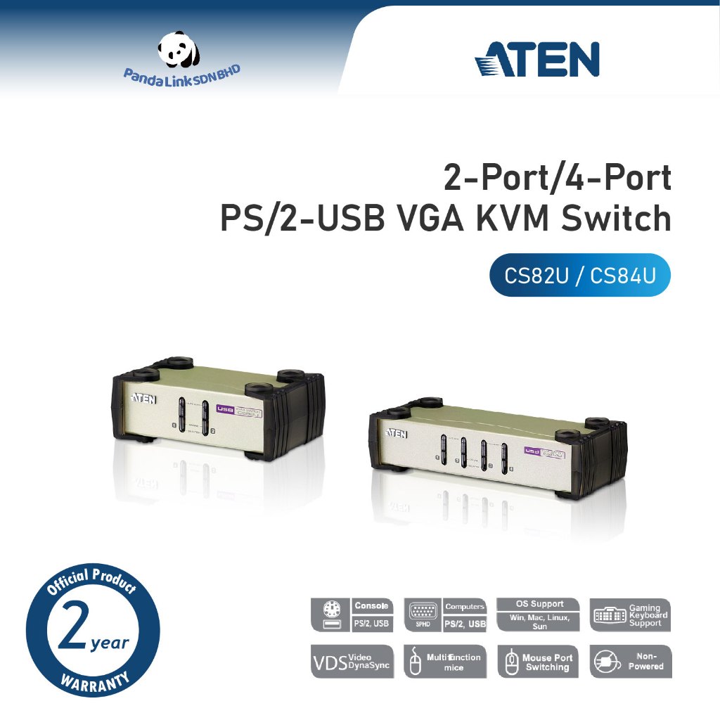 ATEN CS82U/CS84U 2-Port/4-Port PS/2-USB VGA KVM Switch | Shopee Malaysia