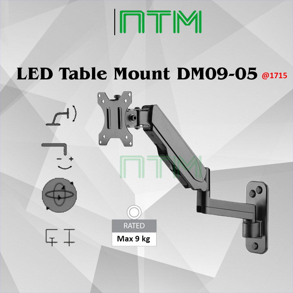 #1715 LED Monitor DM09-05 On-Wall Mount Desk Monitor Arm Extension Adjustable Position VESA ...