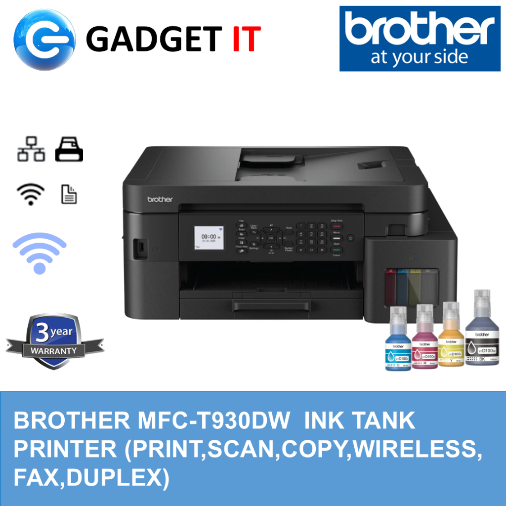 Brother MFC-T930DW Color Ink Tank Printer (Print, Scan, Copy, Fax, Wifi ...
