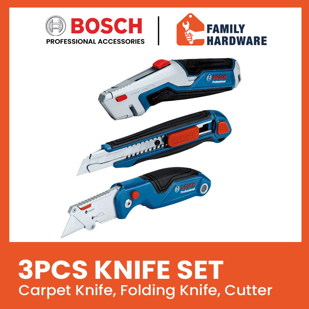 BOSCH 3pcs Knife Set Retractable Carpet Knife Utility Knife With Blade ...