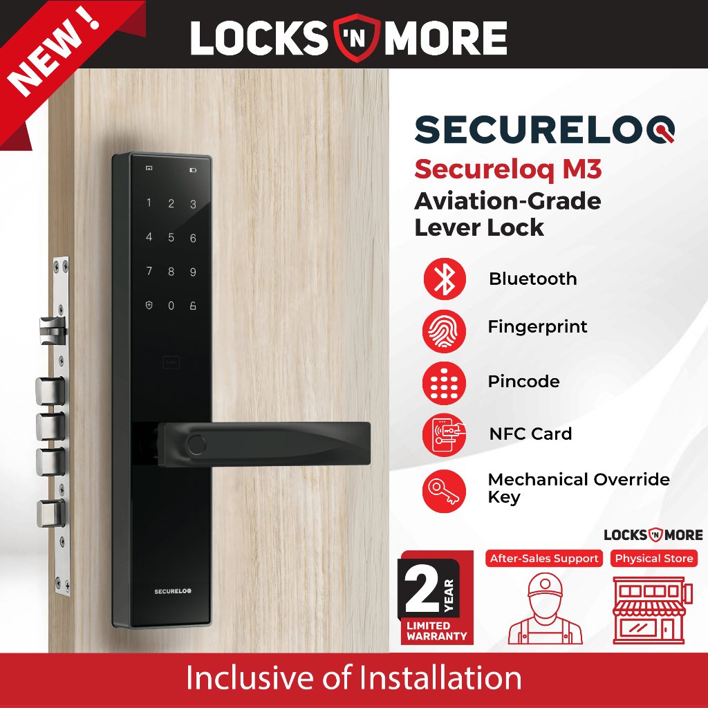 Secureloq M3 Smart Lever Lock | Aviation Grade Build | Fingerprint ...