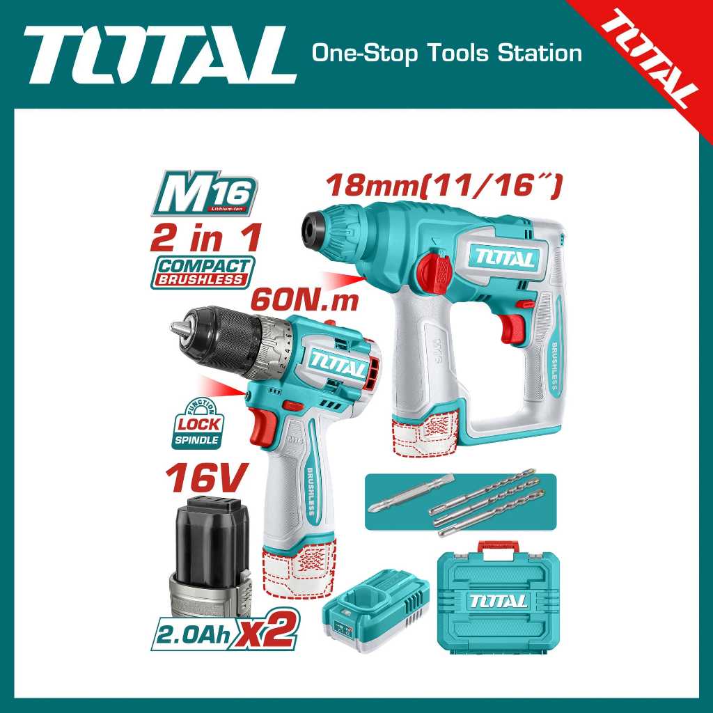 TOTAL Cordless 2 pcs combo kit TOSLI241295 | Shopee Malaysia