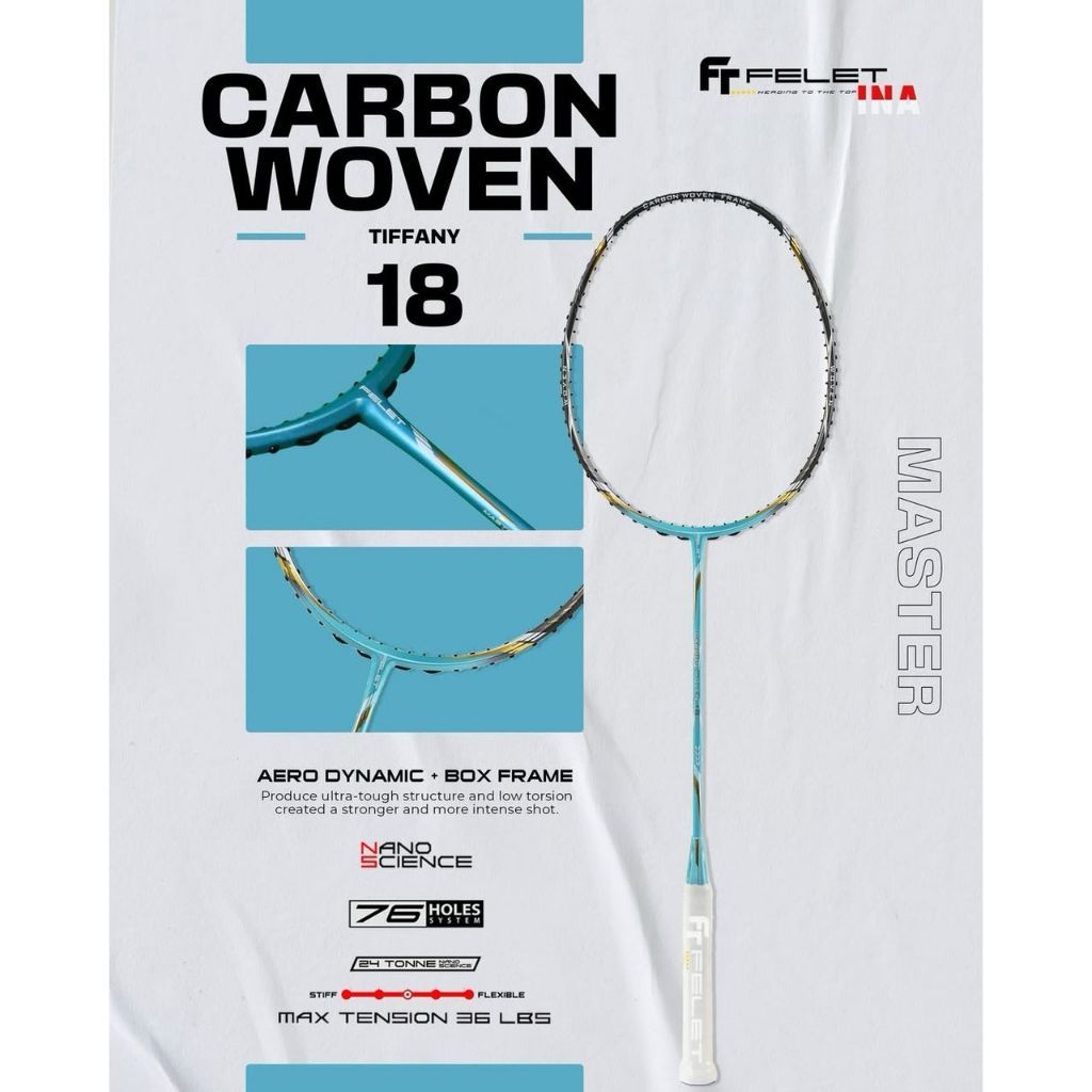 Felet Carbon Woven 18 Badminton Racket 4U Tiffany [FREE STRING + GRIP ...