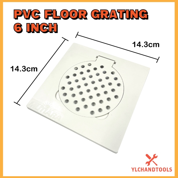 PVC Floor Trap Grating (6"X6")/Penutup lubang lantai / Toilet drain cover / Penutup lubang bilik ...