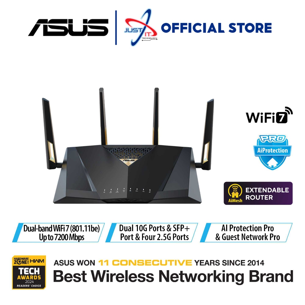ASUS RT-BE88U BE7200 Dual Band Wi-Fi 7 Gaming Router | Shopee Malaysia