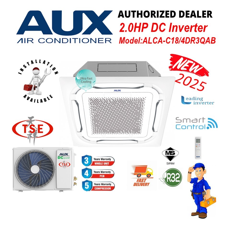 AUX (ALCA-C18) 2.0HP ceiling cassette type air cond R32 Gas DC-Inverter ...