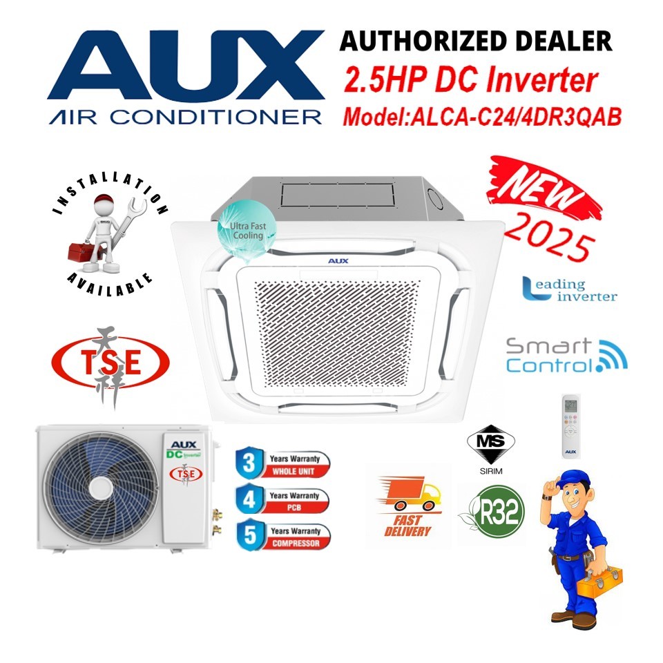 AUX (ALCA-C24) 2.5HP ceiling cassette type air cond R32 Gas DC-Inverter ...
