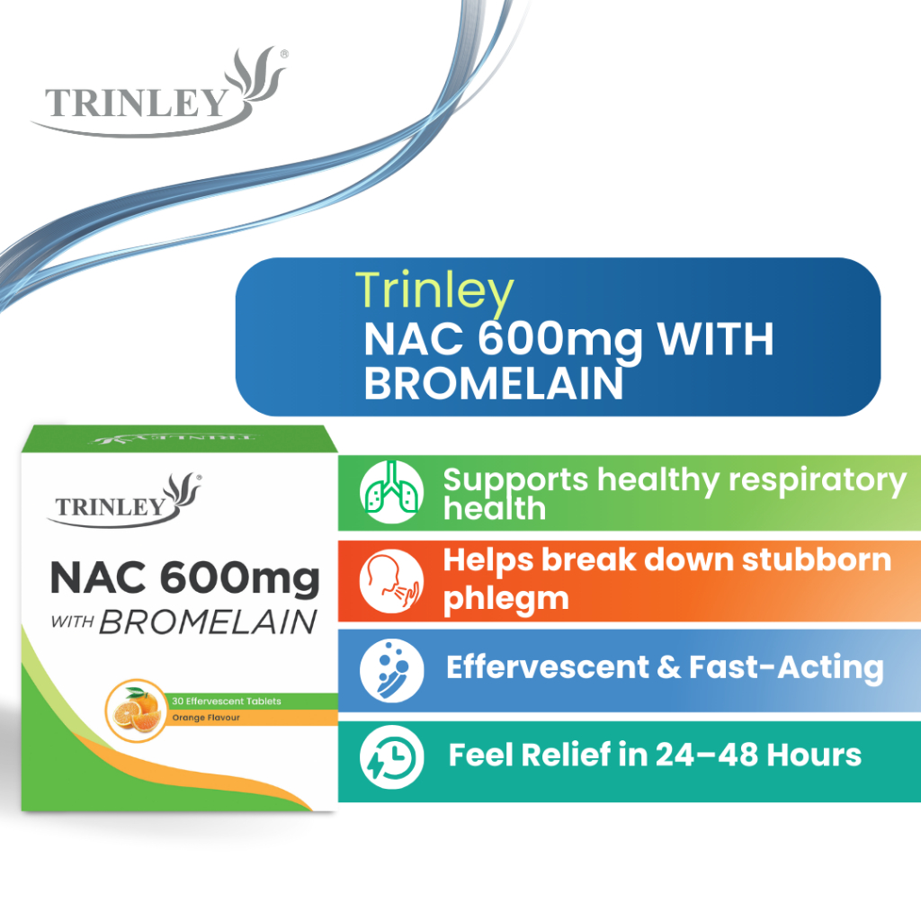 Trinley NAC 600mg with Bromelain Effervescent Tablet relieve phlegm ...