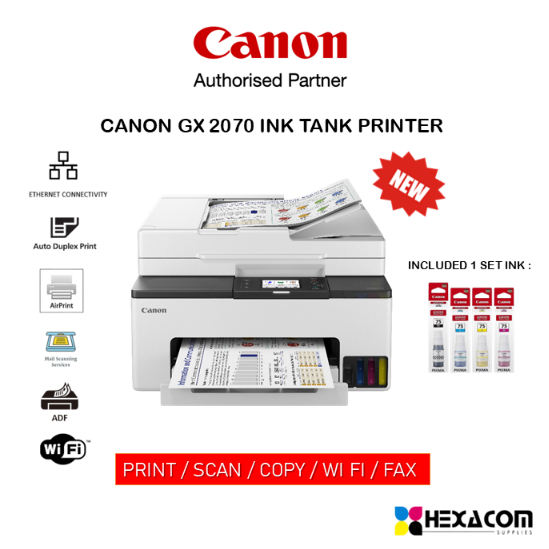 Canon MAXIFY Wireless GX2070 Printer - Print Scan Copy Fax WiFi - GI-75 ...