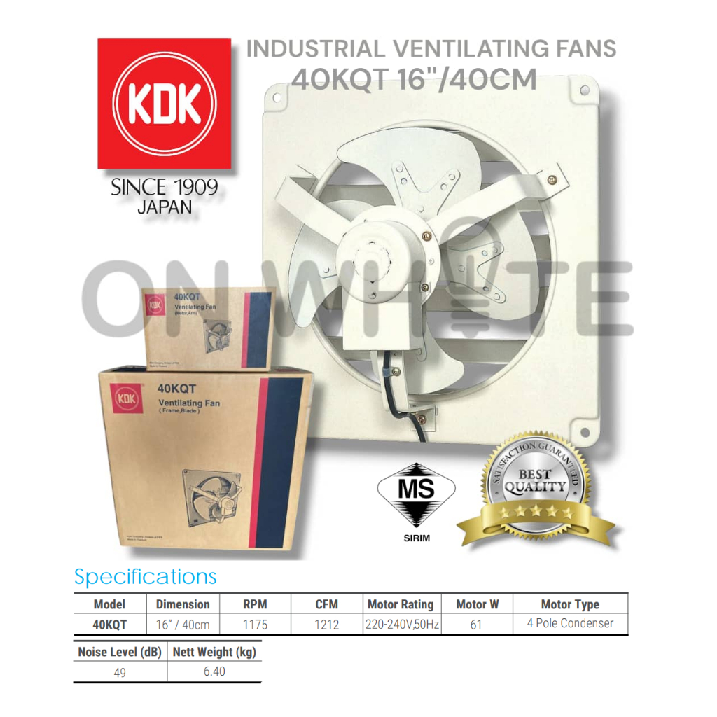 KDK 40 KQT WALL MOUNT EXHAUST FAN 16" INDUSTRIAL FACTORY KITCHEN ...