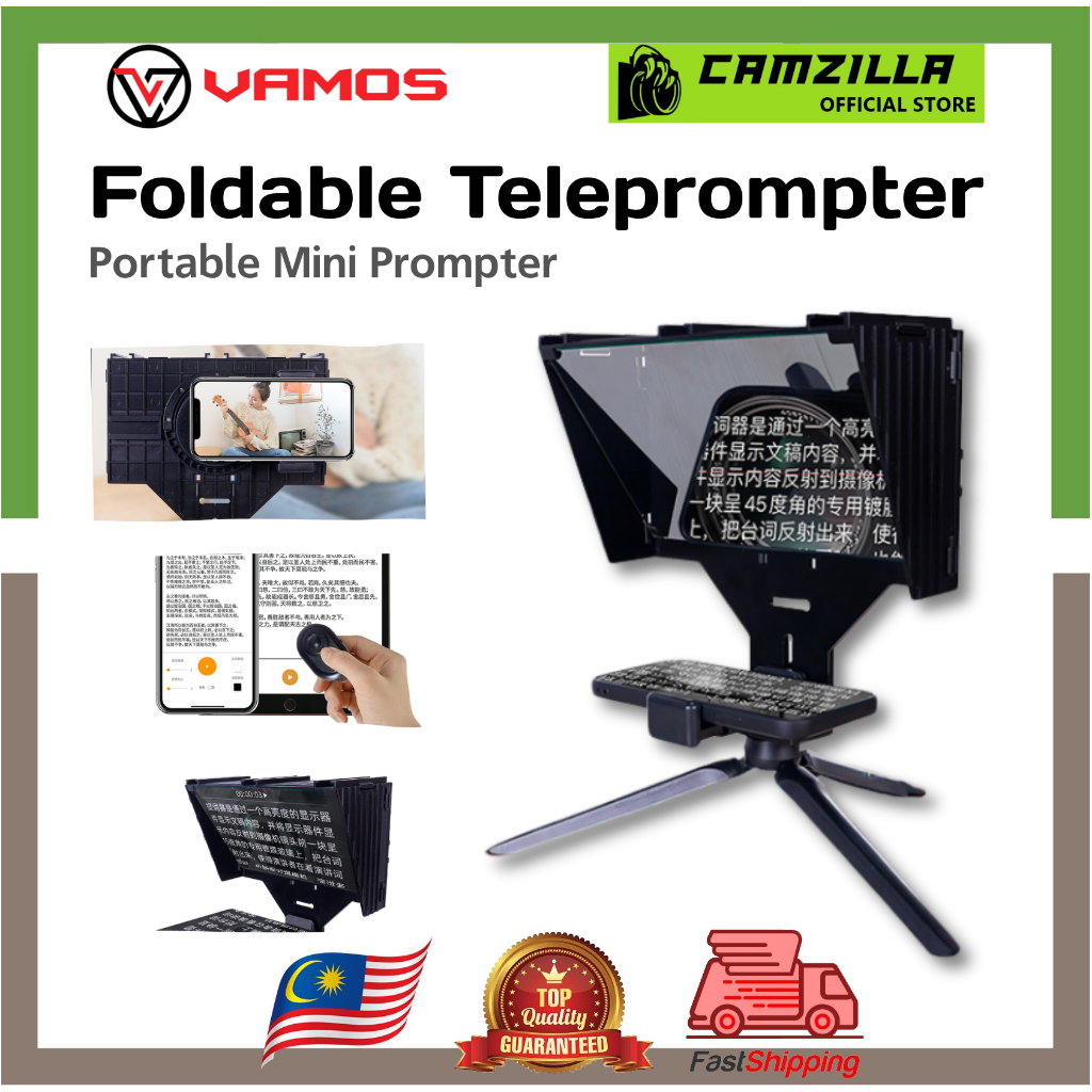 Vamos Foldable Teleprompter – Portable Mini Prompter for Streamers ...