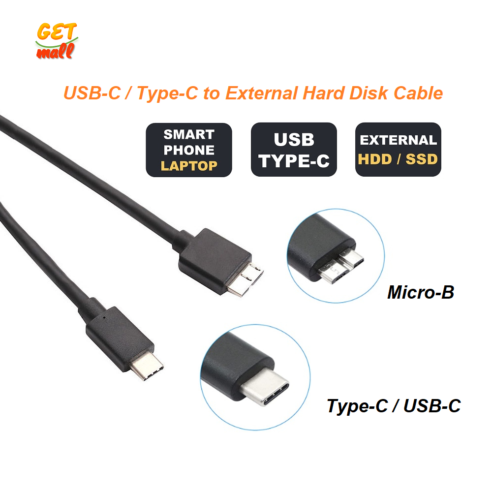 USB 3.0 External Hard Disk Cable Micro-B to Type-C Cable Type-C to ...
