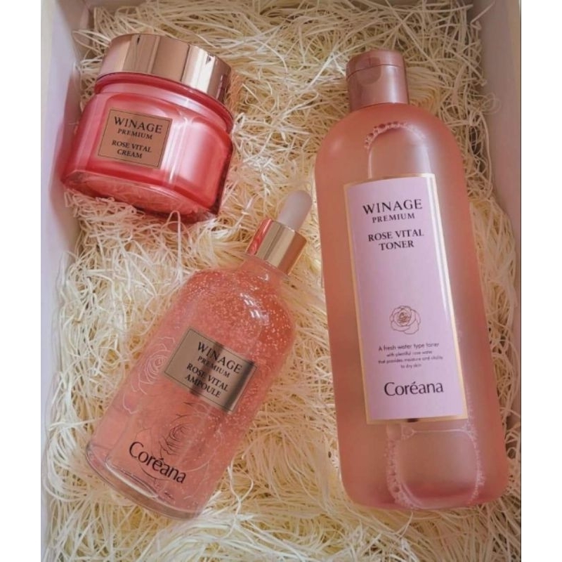 Coreana Winage Premium Rose Vital Toner, Ampoule & Cream - Full Set ...