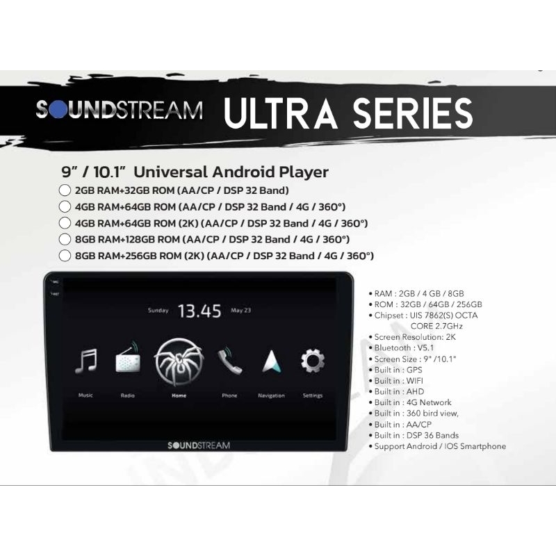 Soundstream ULTRA series 8 core QLED/2K android player 2+32G 4+64G 8 ...