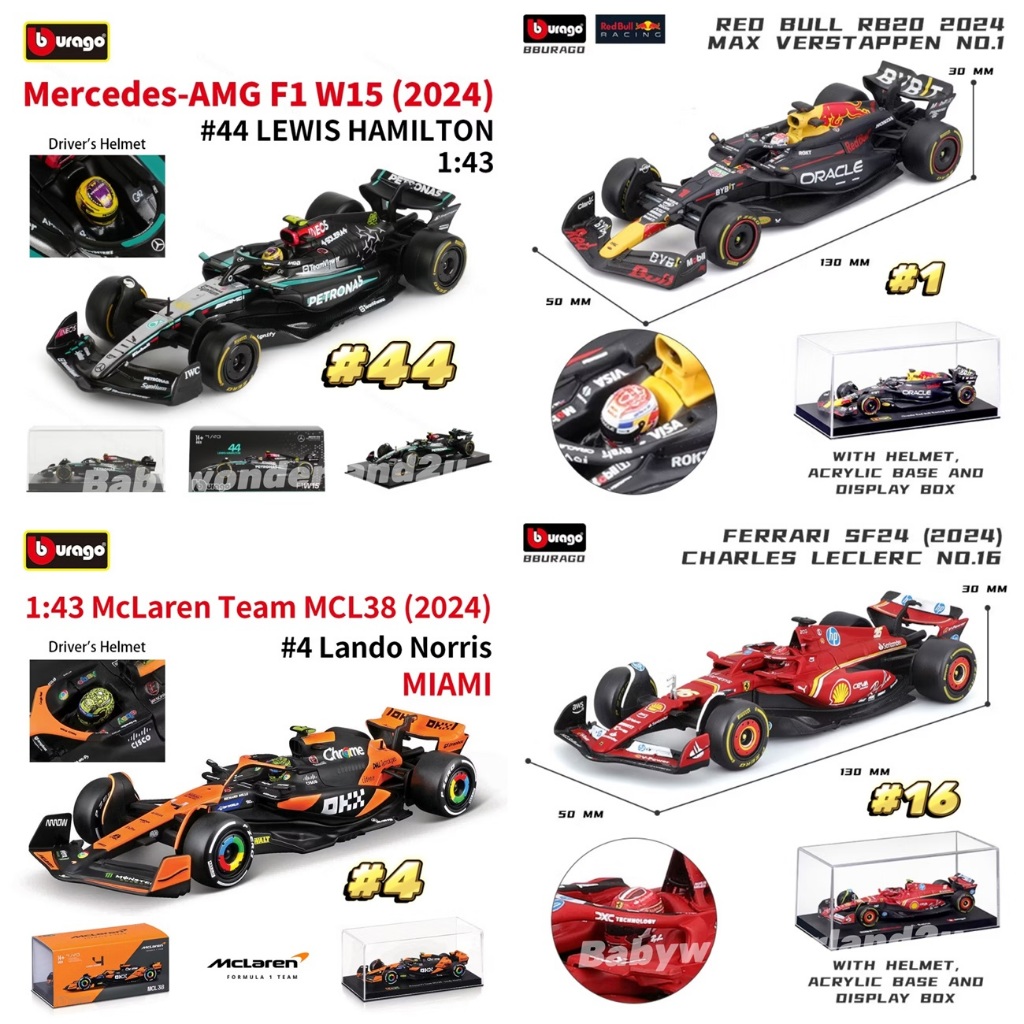 Bburago Die Cast 1/43 Formula 1 F1 No 44 No 77 No 11 No1 No16 Diecast ...