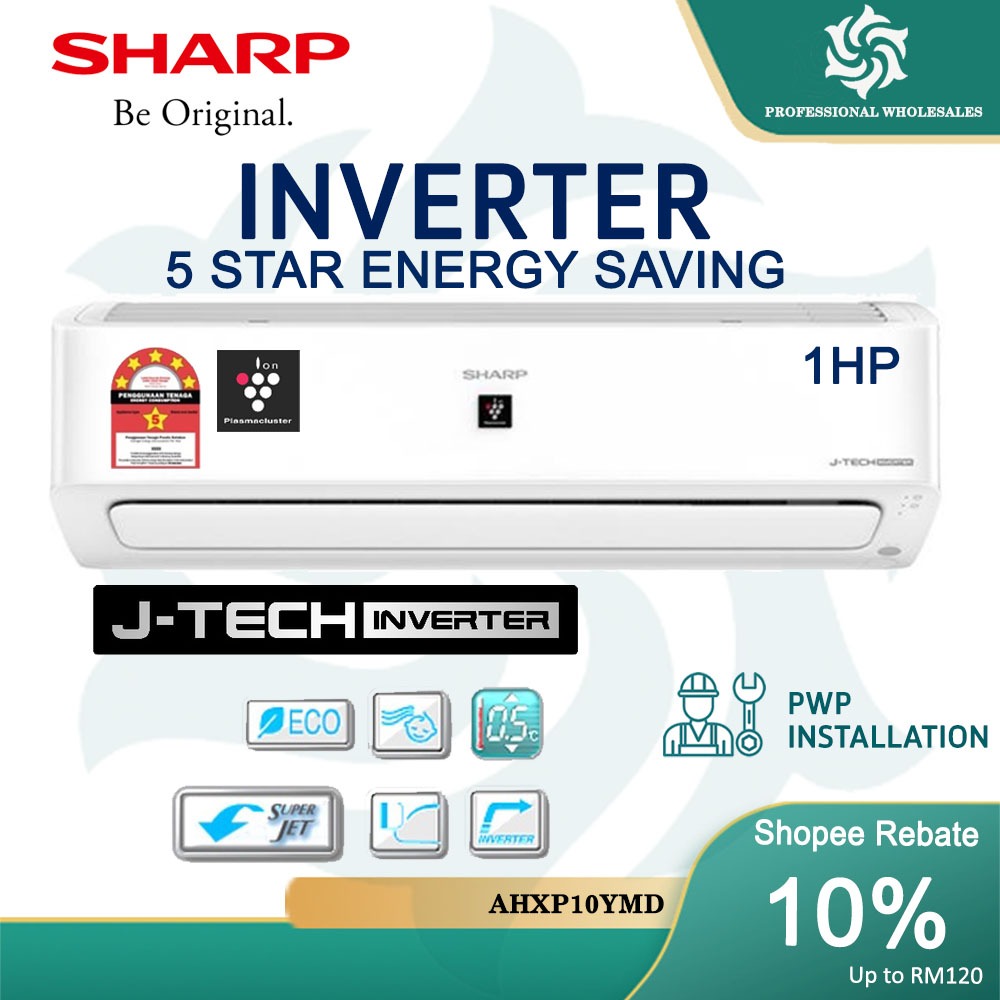 SHARP J- Tech Inverter Plasmacluster Air Conditioner (1HP/1.5HP/2HP/2 ...