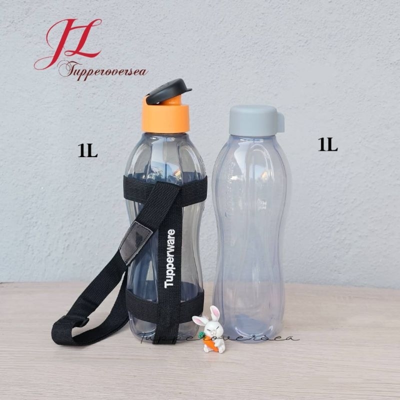 Tupperware Eco Bottle 1L Black / Grey ( Fliptop Cap / Screw Cap ...