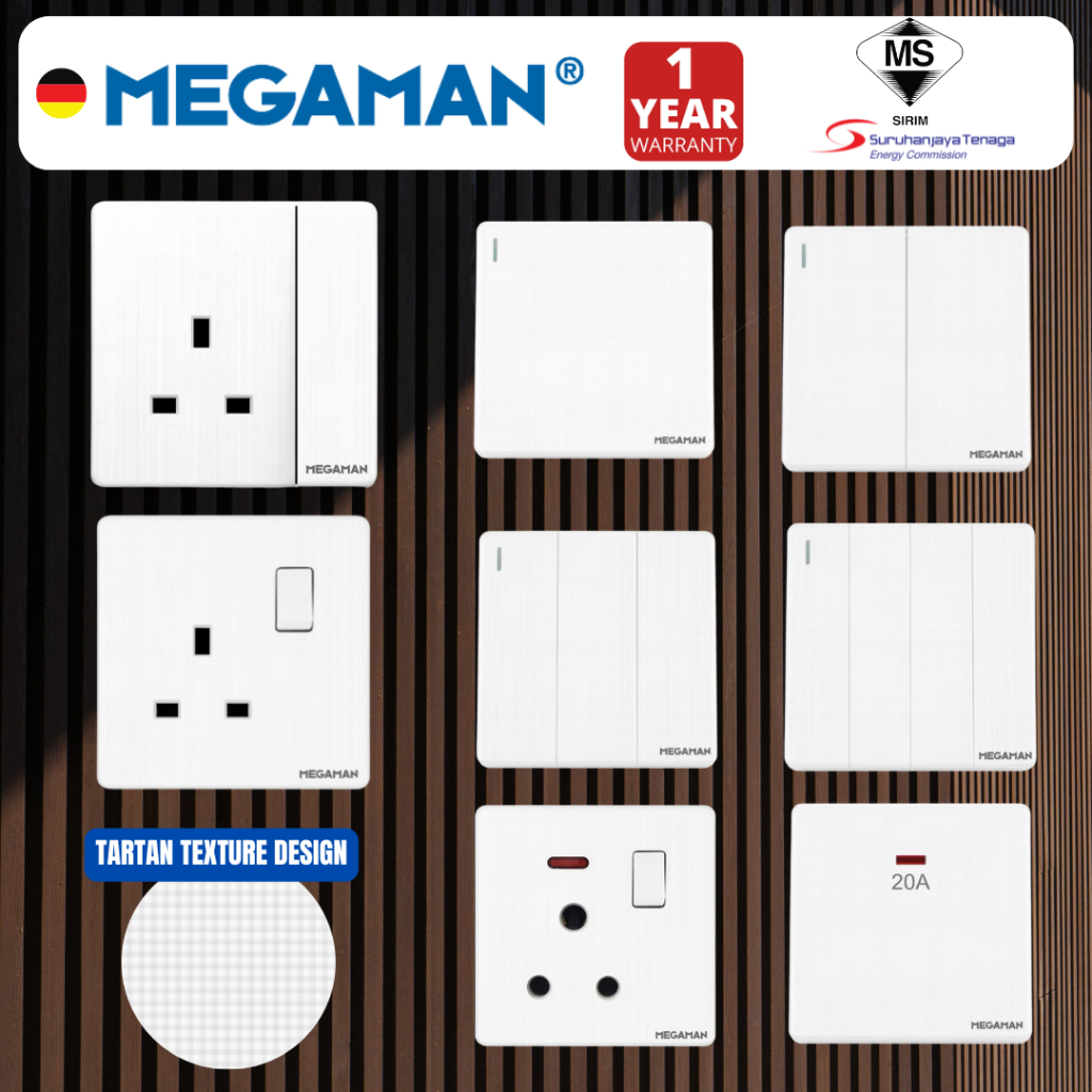 Megaman Switch Socket | Wall Switch | Modern Tartan Texture Design Z8 ...
