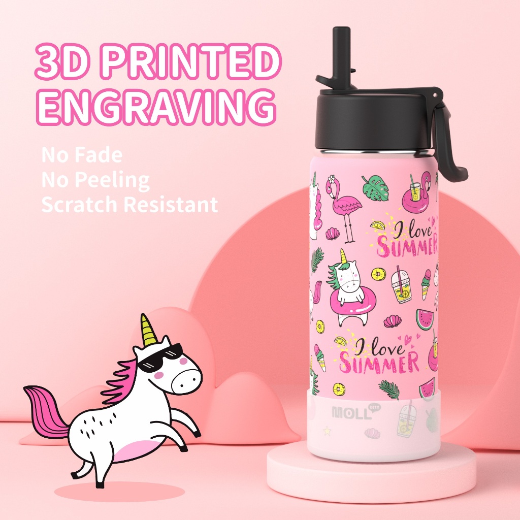 Mollcity 350ML/475ML Cute Kids Tumbler, Wide Mouth Water Bottle ...