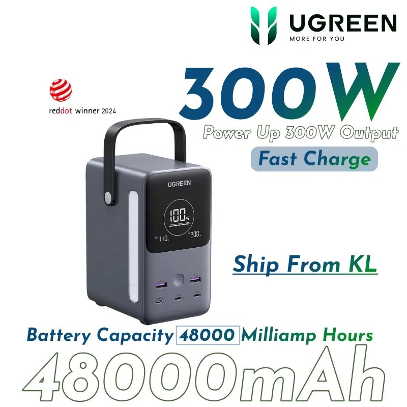 UGREEN 48000mAh 300W 5 Port Power Bank Digital Display Portable Charger ...