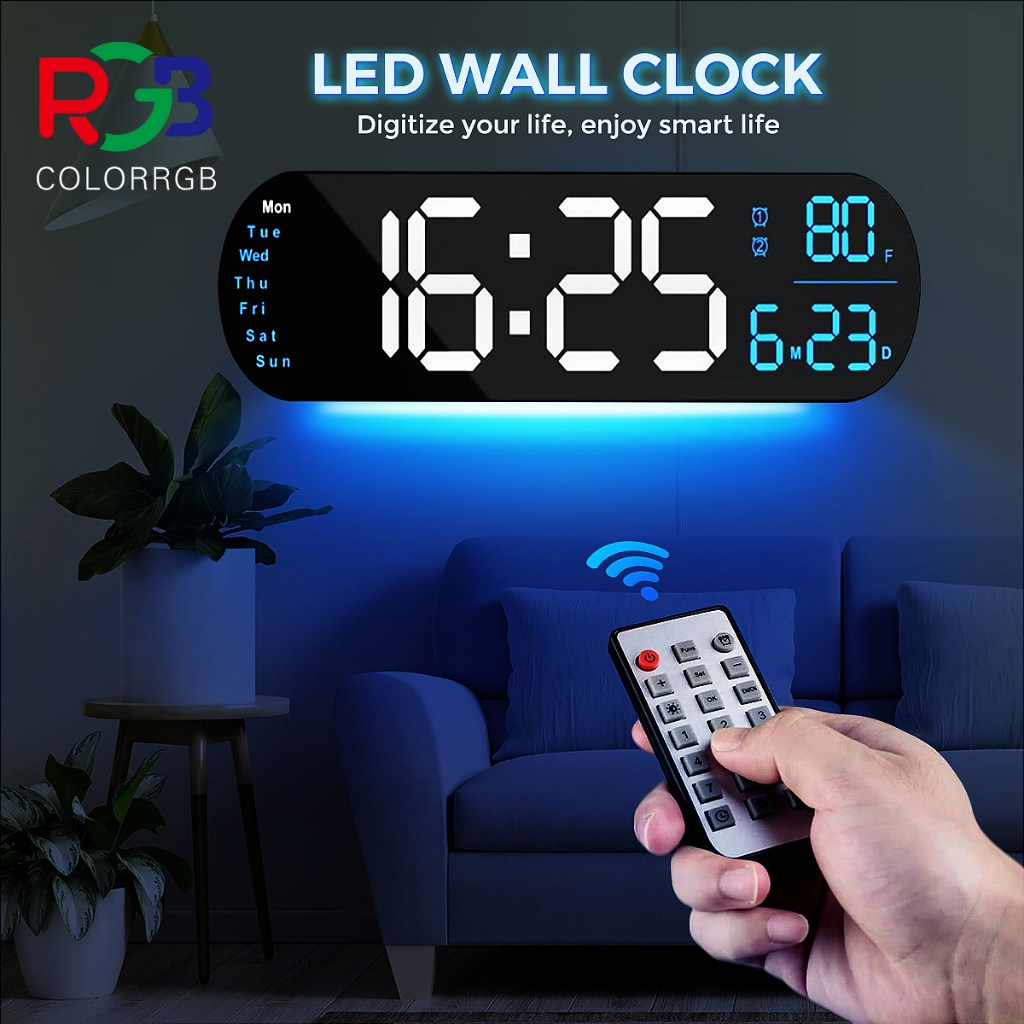 Multifunction Digital clock with RGB lighting LED display alarm clock ...