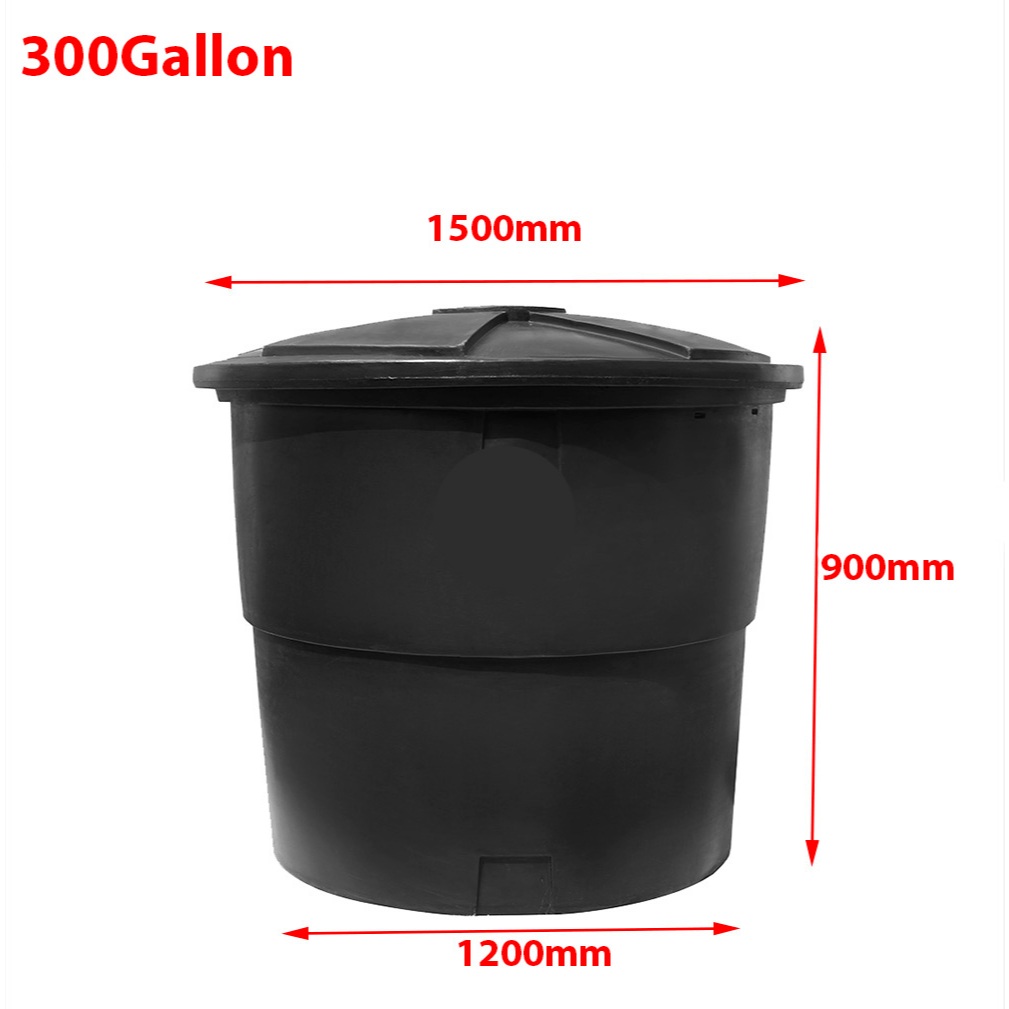 300 Gallon MF Round Water Tank C/W Cover HDPE water tank Poly tank ...