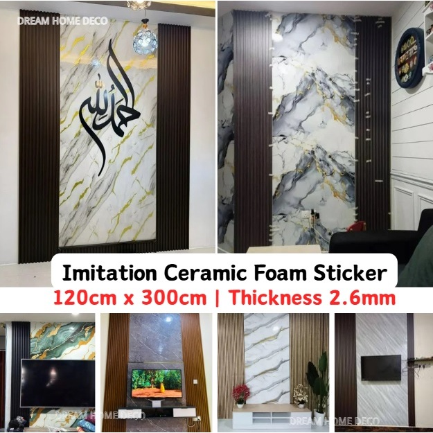 120cm x 300cm Stiker Dinding Kepingan Besar / Pelekat Dinding Marmar ...