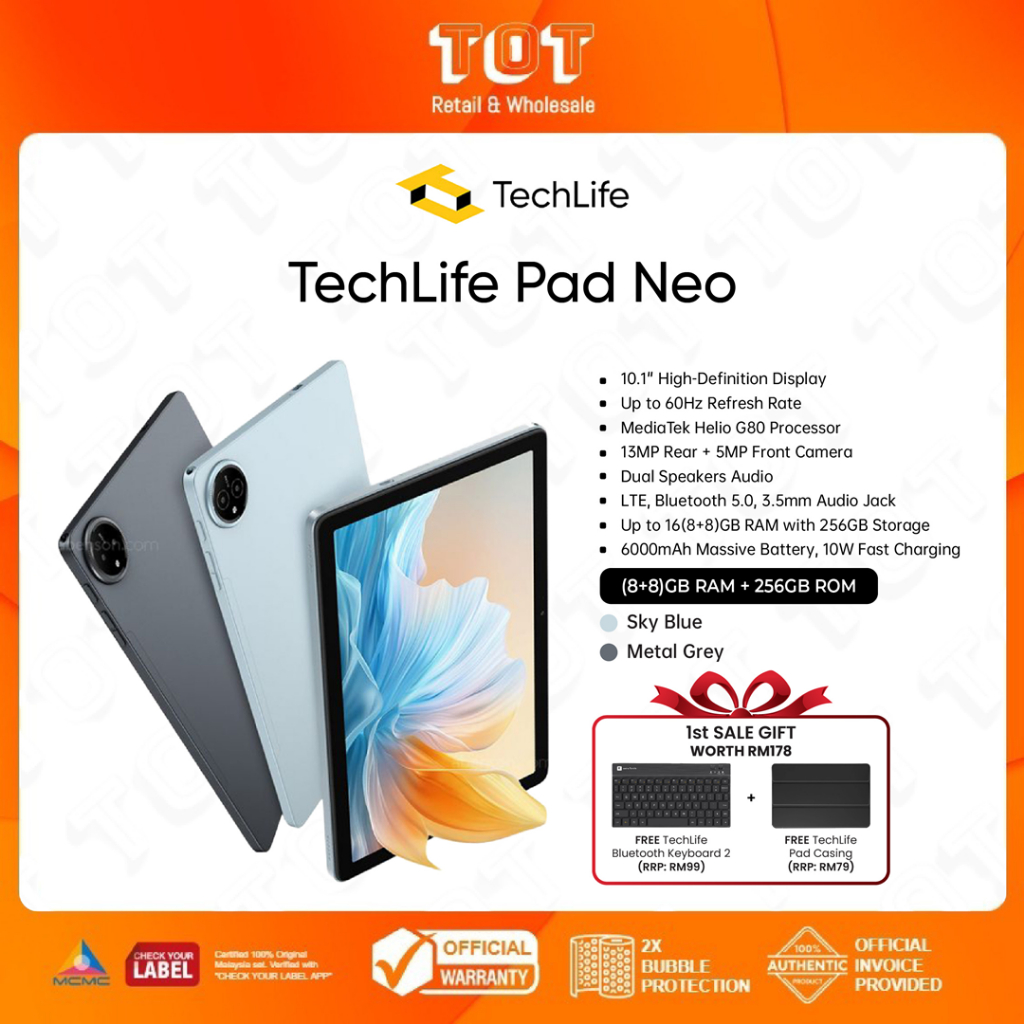 REALME Techlife Pad Neo 16*(8+8GB Extended RAM + 256GB ROM)10.1"inch HD ...