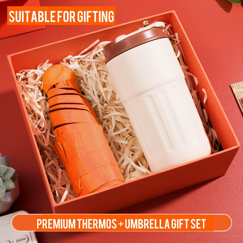 GIFT SET🔥Vacuum Insulated Thermos Flask Bottle + Umbrella Set +free ...