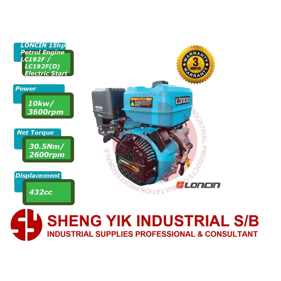 SYI LONCIN 15hp 459cc Petrol Engine LC192F LC192F(D) Electric Start ...