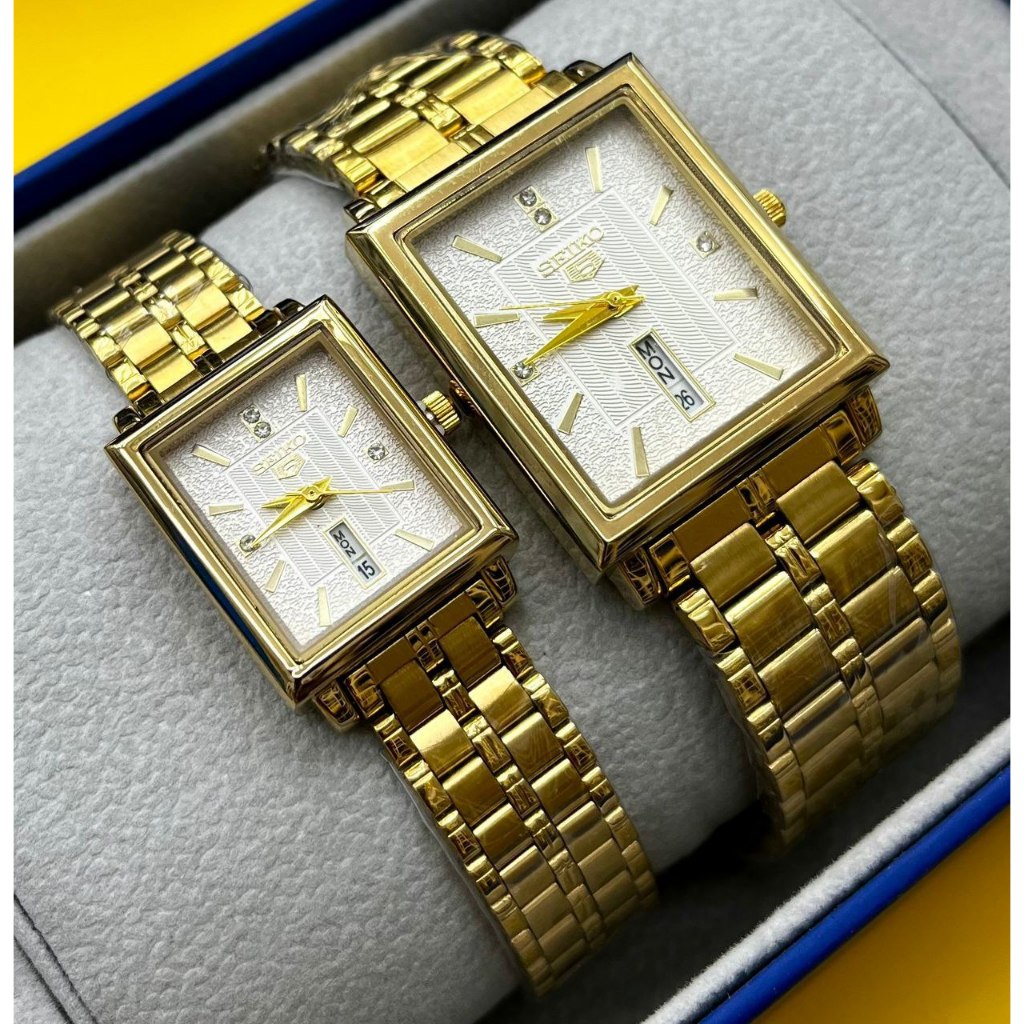 NEW ARRIVAL SEIKO-5 COUPLE SET MEN/WOMEN STAINLESS STEEL (DATE/DAY ...