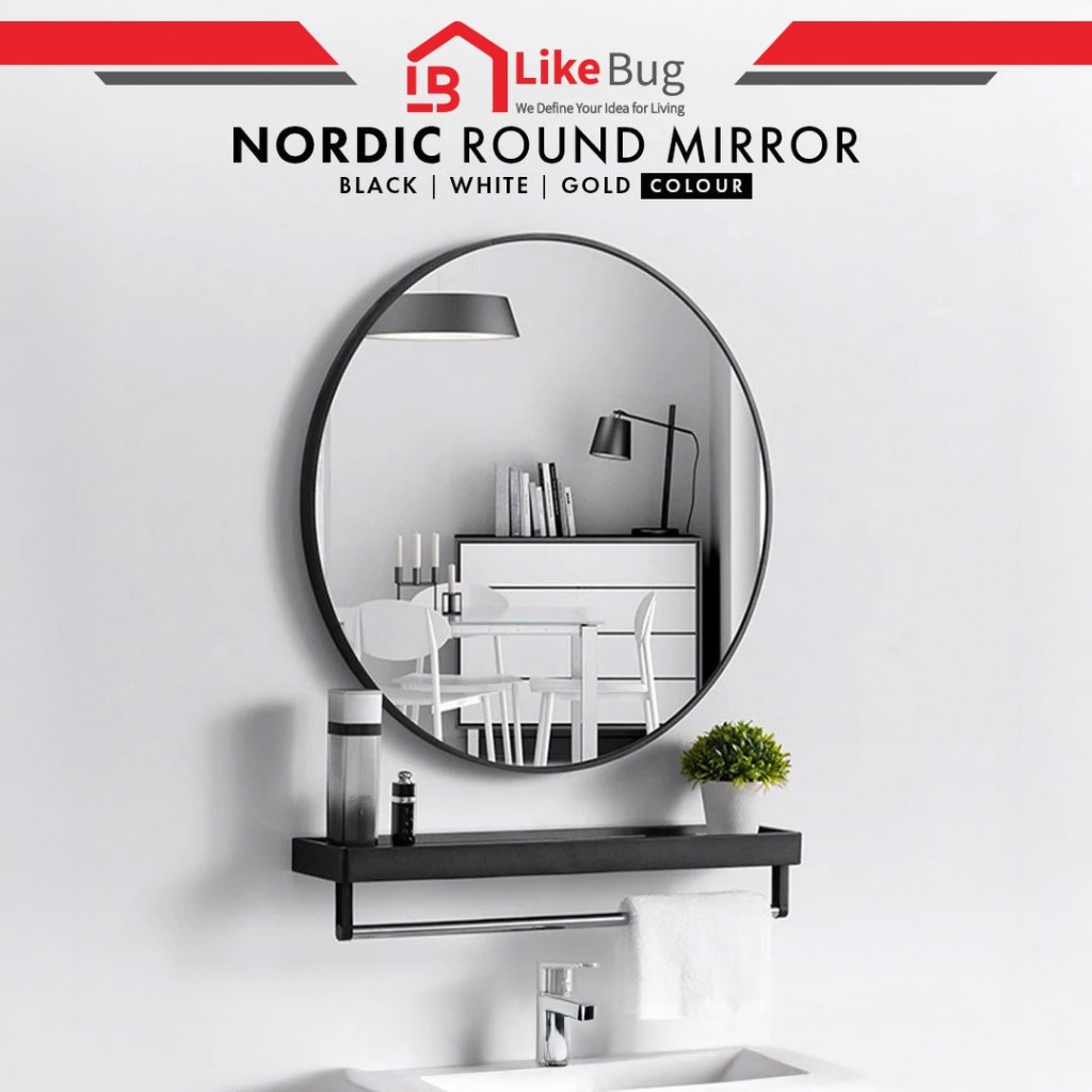 ⚡️LIKE BUG⚡️Nordic simple bathroom mirror fashionable bathroom round ...