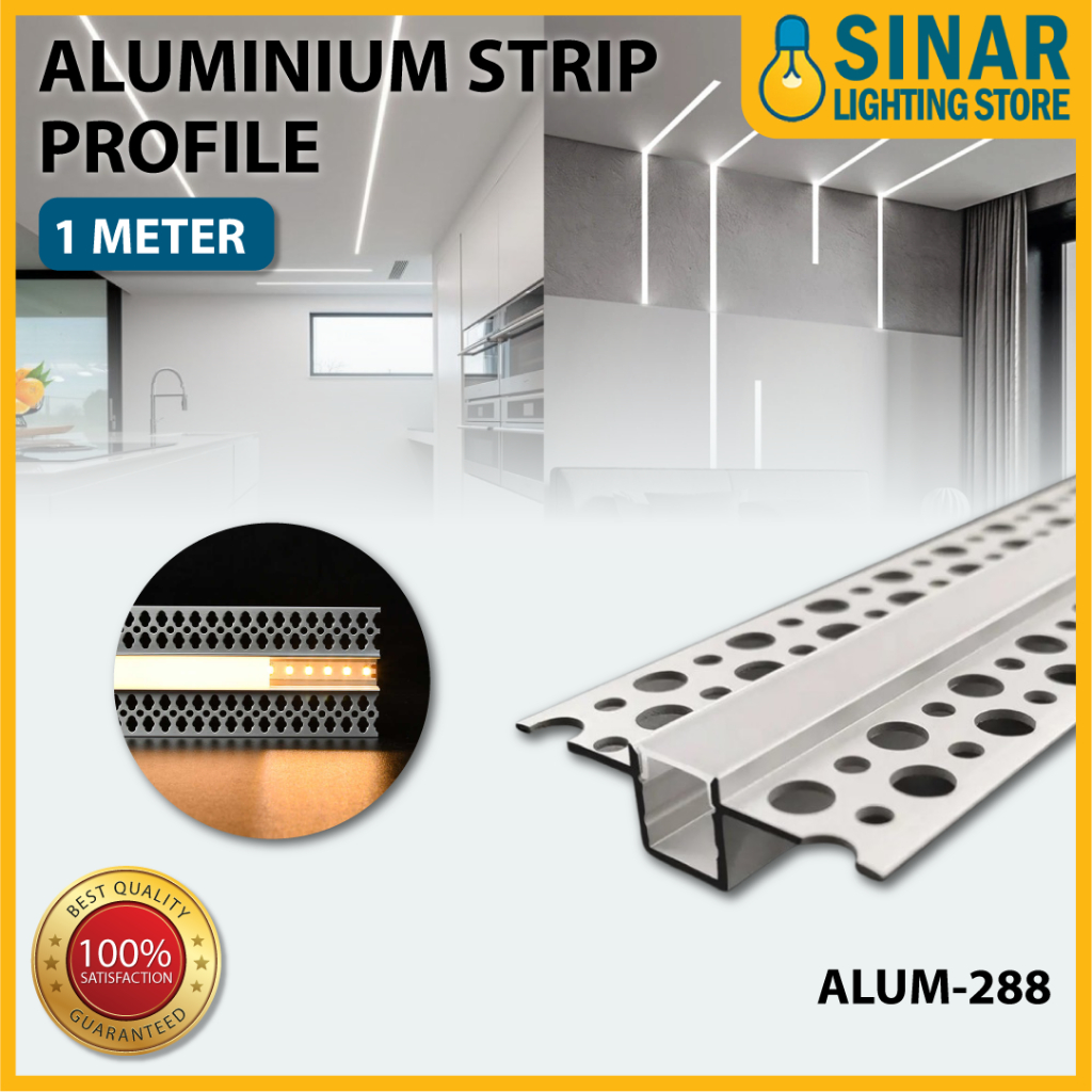 LED Aluminium Profile 288 Recessed Ceiling 1 Meter Silver & Black ...