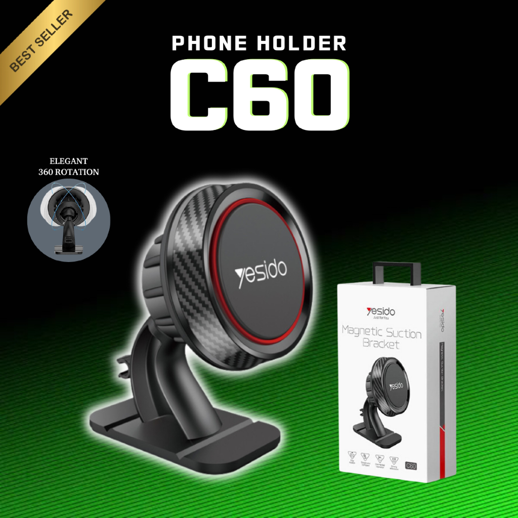 READY STOCK!! YESIDO C60 UNIVERSAL 360 ROTATION DASHBOARD MAGNETIC CAR PHONE HOLDER AIR VENT ...