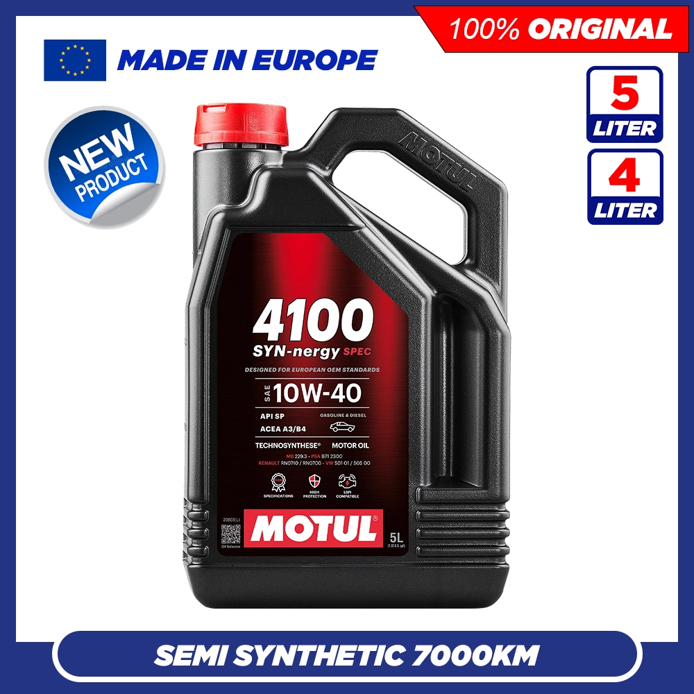 MOTUL 4100 SYN-NERGY SPEC 10W40 SP Semi Synthetic Engine Oil (5L/4L ...