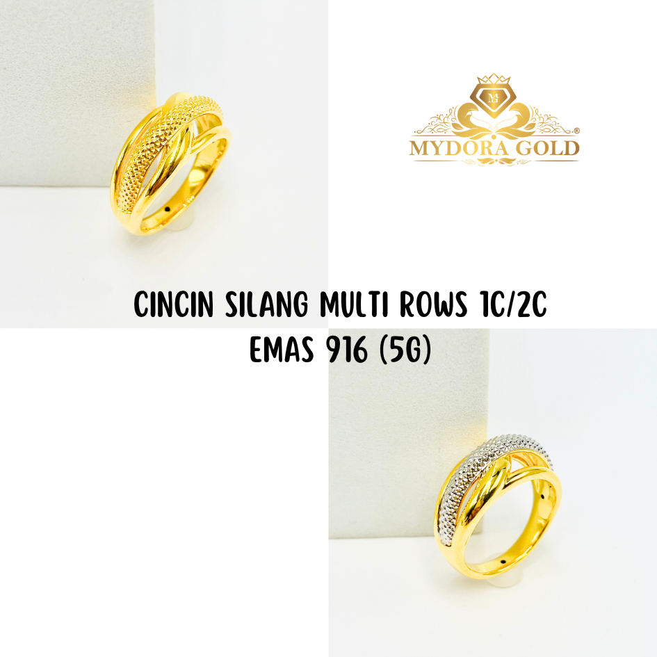 MYDORA Cincin Silang Multi Rows 1C/2C (5G) l EMAS 916/22K | Shopee Malaysia