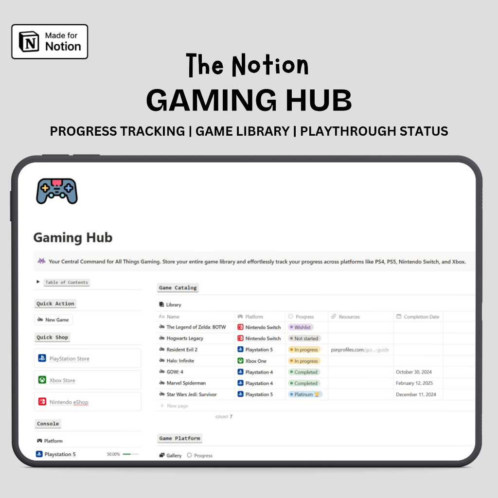 🔥Notion Gaming Hub | Game Tracker | Game Library | NekoBisco🔥 | Shopee ...