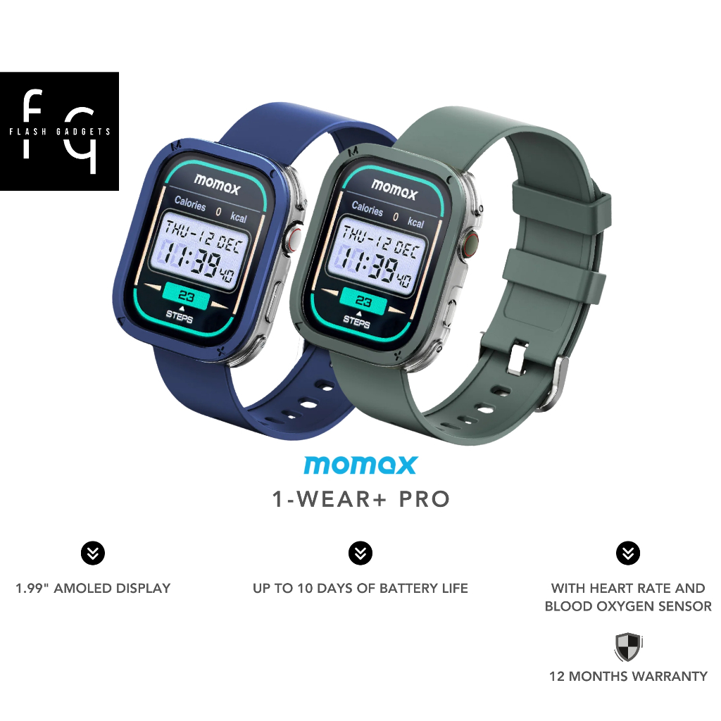 Momax 1-Wear+ Pro SmartWatch with AMOLED Display | 1 Year Warranty ...