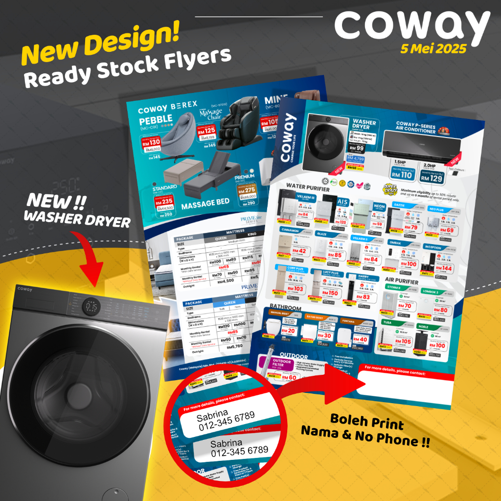 Flyer's Coway Ready Stock - A5 50 pcs (Latest Design + WASHER DRYER ...